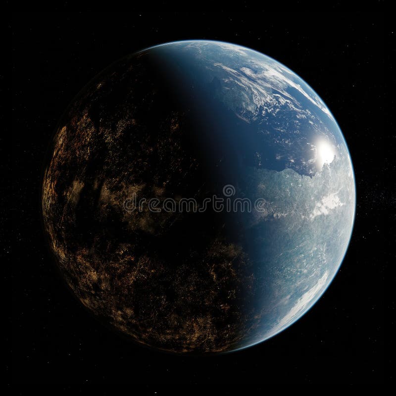 Exoplanet Rendering. 3d Illustration Poster. Stock Illustration ...