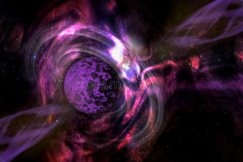 Exoplanet in Plasma Matter in Outer Space. Stock Illustration ...