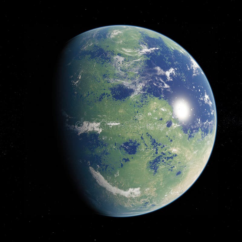 Exoplanet Rendering. 3d Illustration Poster. Stock Illustration ...