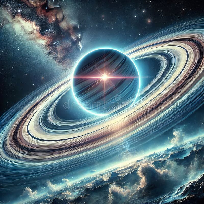 Exoplanetary Ring System a Stunning Icy Texture Capturing the Br Stock ...