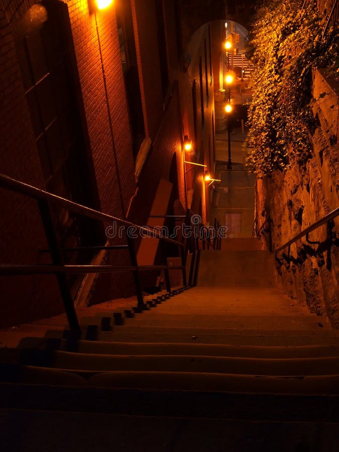 Exorcist Stairs at Night stock image. Image of steps, lonely - 6061523