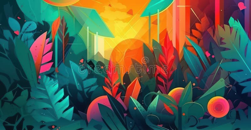 Exotic Abstract Background Inspired by the Jungle Stock Illustration ...