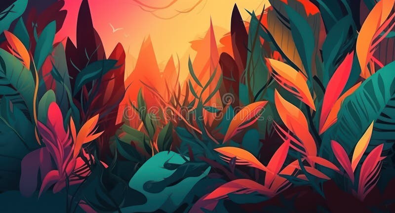 Exotic Abstract Background Inspired by the Jungle Stock Illustration ...