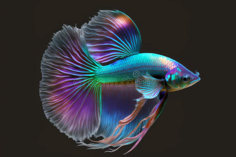 Exotic Aggressive Betta Fish with Iridescent Color of Tail and Fins ...