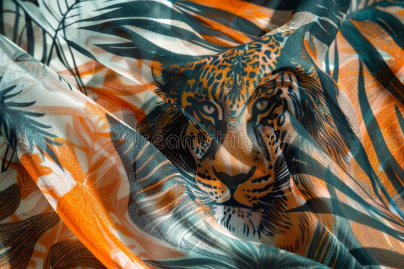 Exotic Animal Motif Captured on a Dynamic and Airy Chiffon Stock ...