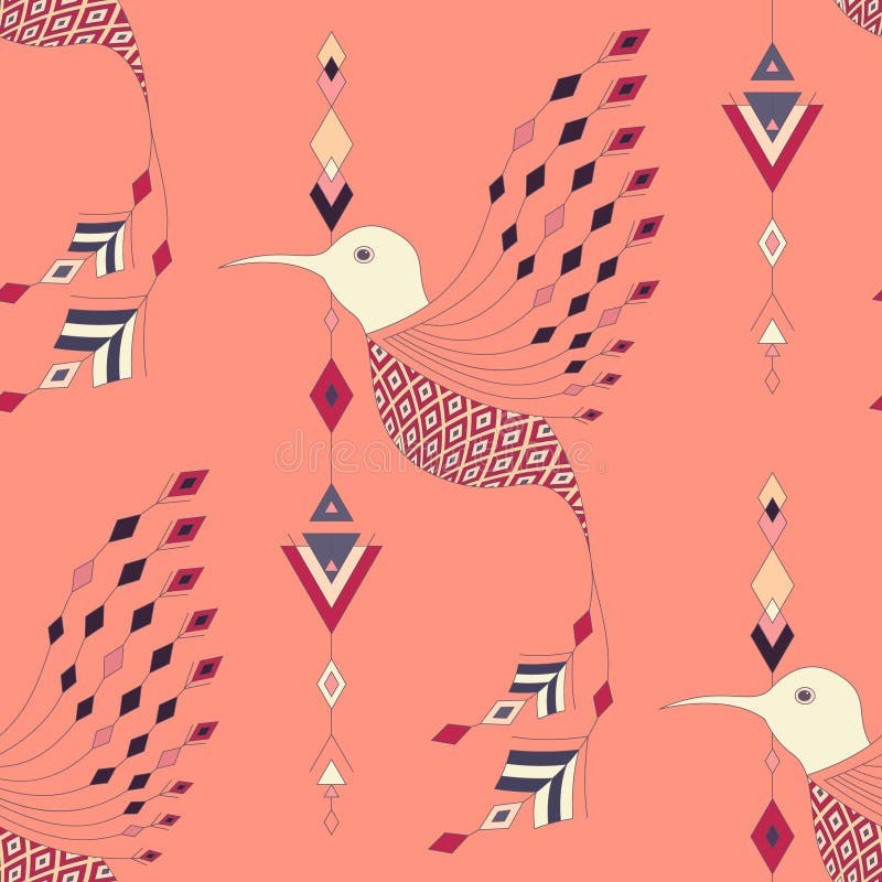 Exotic Aztec Birds Seamless Pattern. Geometric Abstract Tribal Style ...