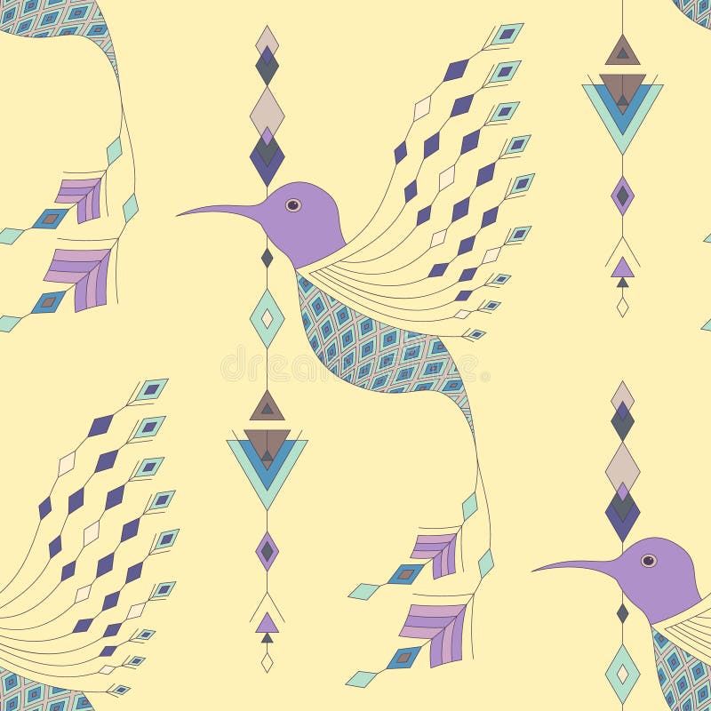 Exotic Aztec Birds Seamless Pattern. Geometric Abstract Tribal Style ...
