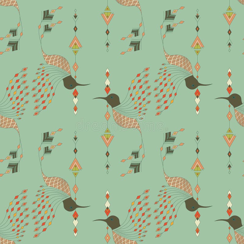Exotic Aztec Birds Seamless Pattern. Geometric Abstract Tribal Style ...
