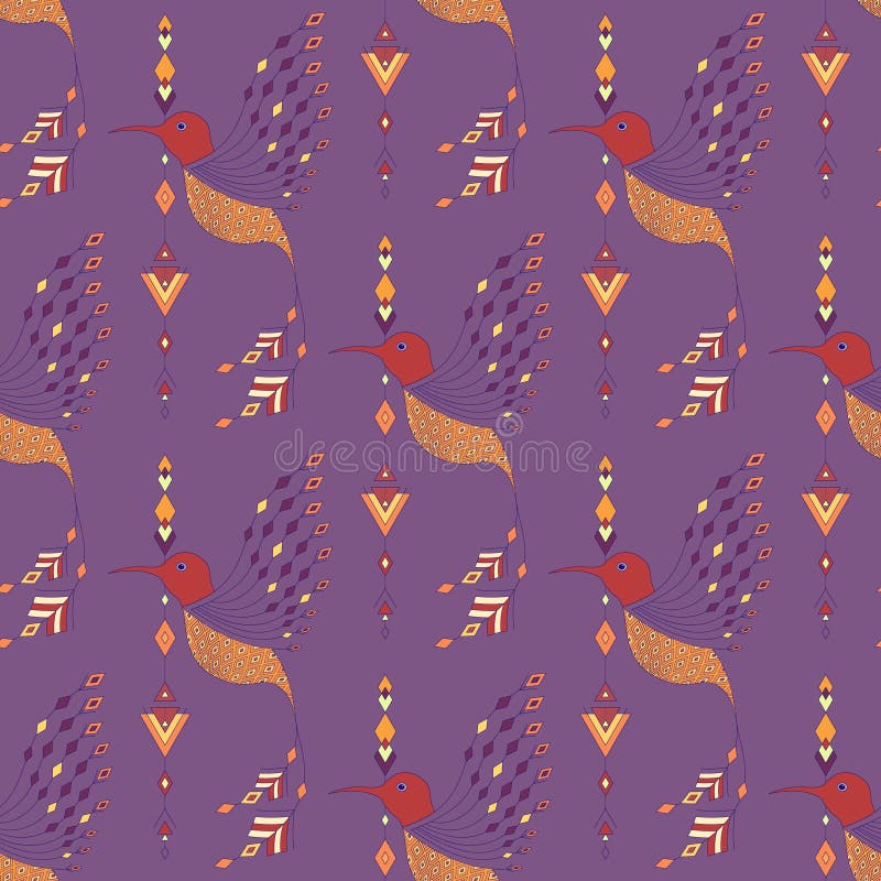 Exotic Aztec Birds Seamless Pattern. Geometric Abstract Tribal Style ...