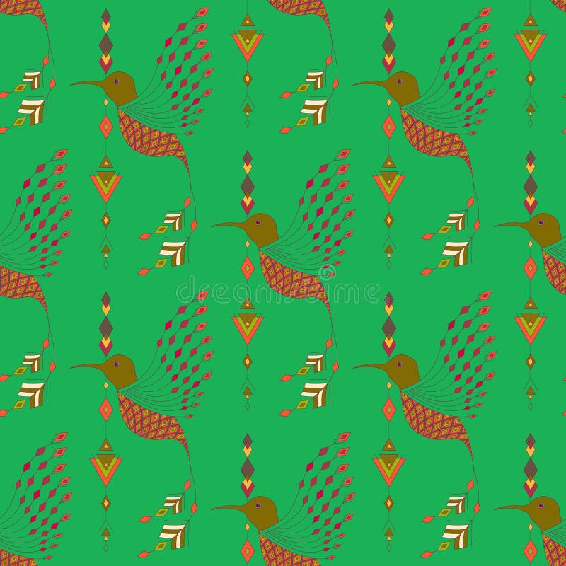 Exotic Aztec Birds Seamless Pattern. Geometric Abstract Tribal Style ...