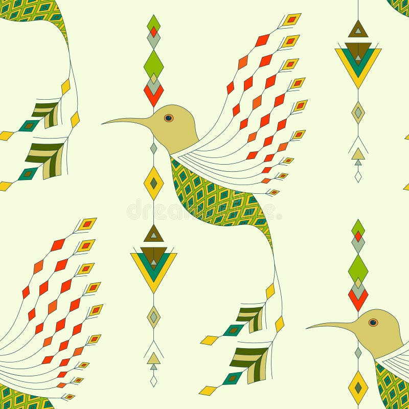 Exotic Aztec Birds Seamless Pattern. Geometric Abstract Tribal Style ...