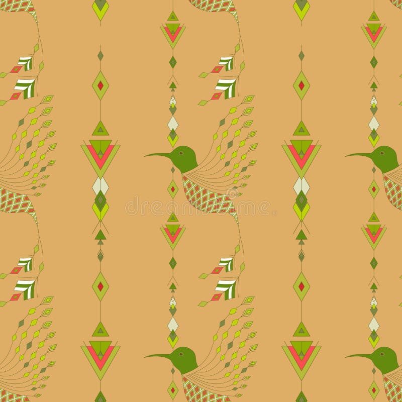 Exotic Aztec Birds Seamless Pattern. Geometric Abstract Tribal Style ...