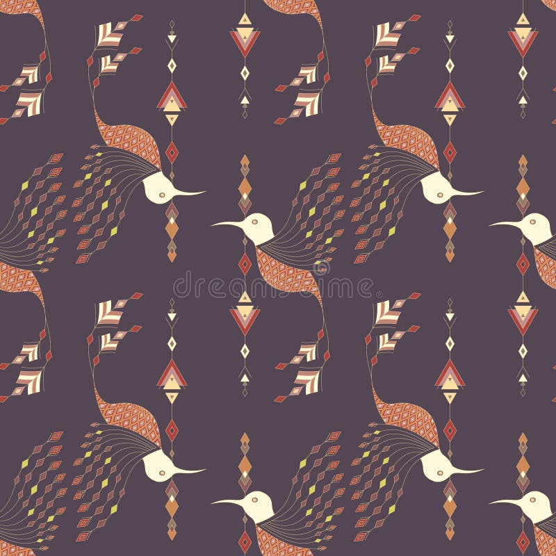 Exotic Aztec Birds Seamless Pattern. Geometric Abstract Tribal Style ...