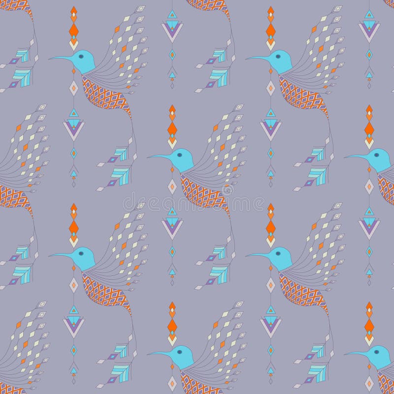 Exotic Aztec Birds Seamless Pattern. Geometric Abstract Tribal Style ...