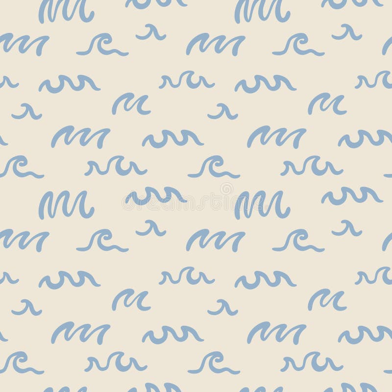 Exotic Beach Wave Print. Modern Doodle Pattern with Silhouette Elements ...