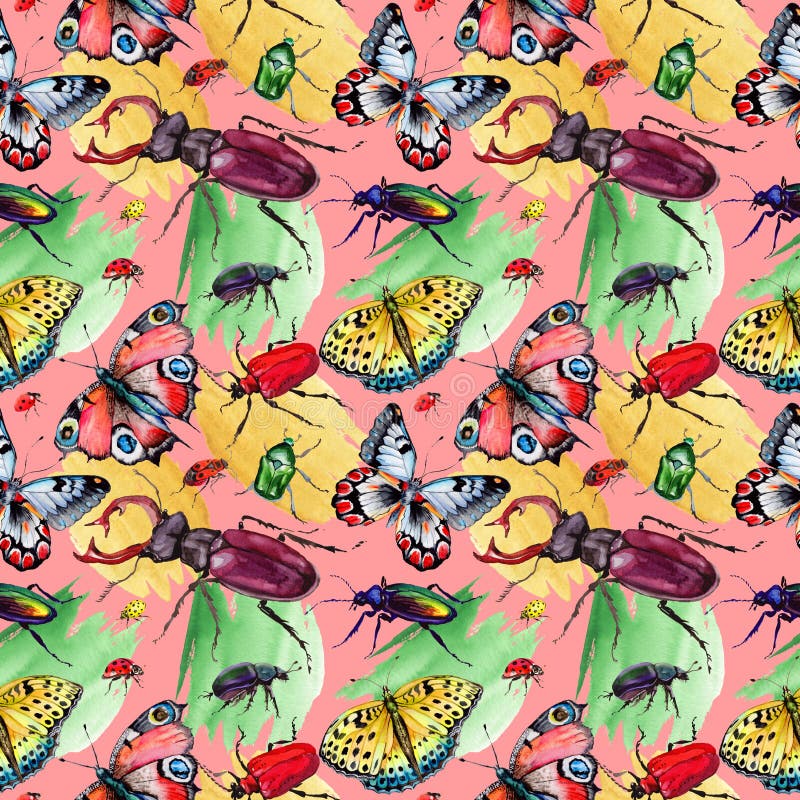 Exotic Beetle Wild Insect in a Watercolor Style Isolated. Stock ...