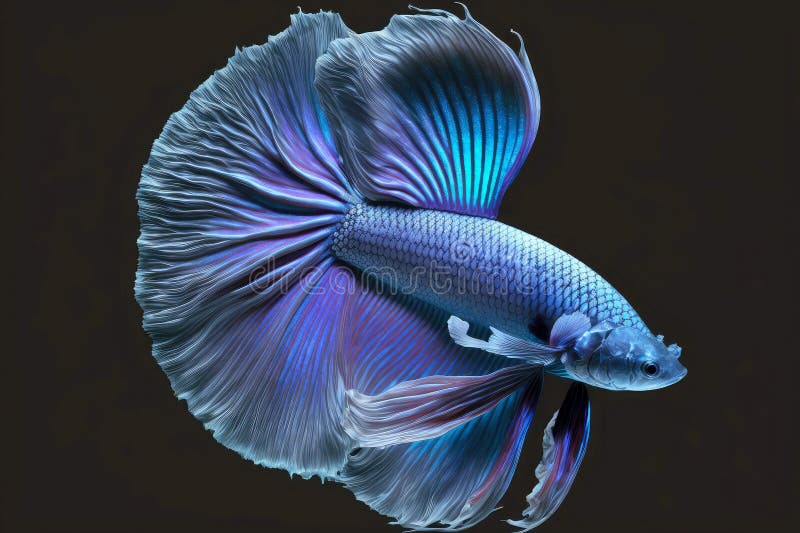 Exotic Betta Fish with Scales with Blue Tint and Lush Tail Stock ...
