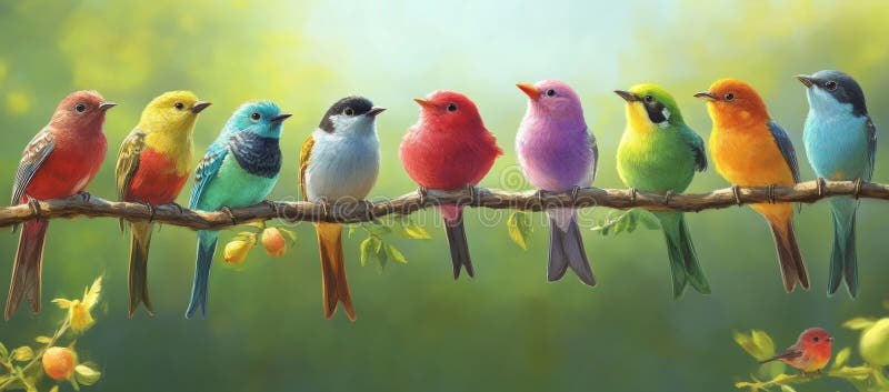 Exotic Birds Resting on a Tree Limb in the Jungle Stock Image - Image ...