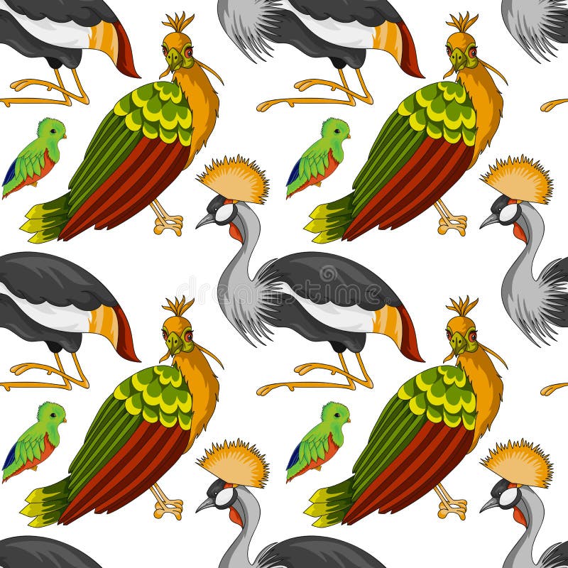 Exotic Birds Seamless Pattern Stock Vector - Illustration of geometric ...