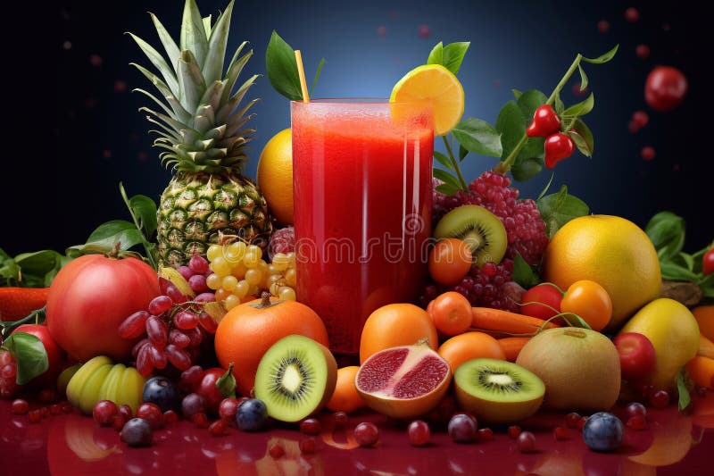 Freshly Squeezed Multi-fruit Juice Stock Illustration - Illustration of ...