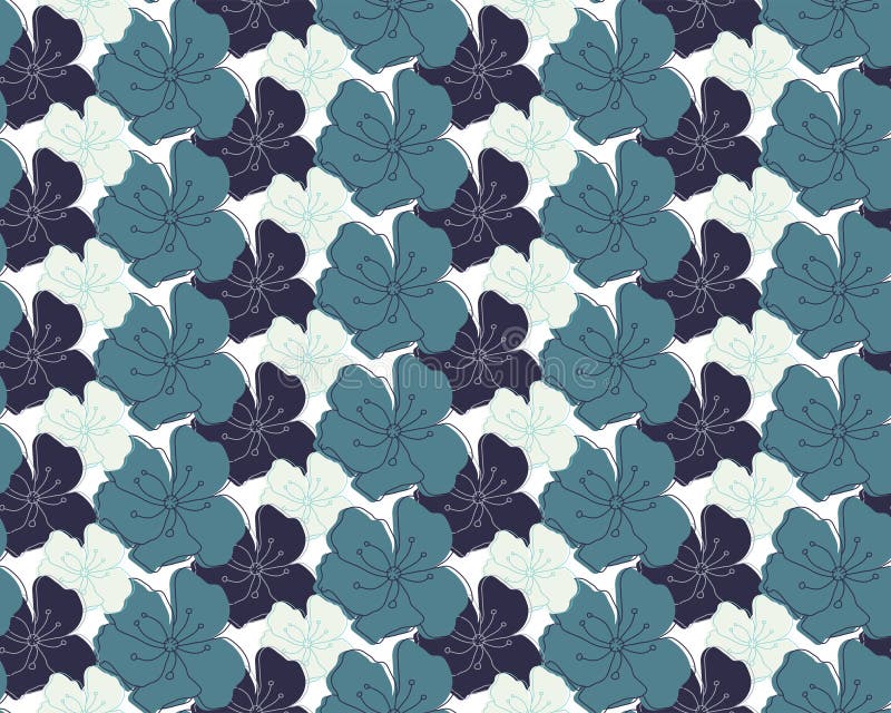 Exotic Blue Floral Pattern Background Stock Vector - Illustration of ...