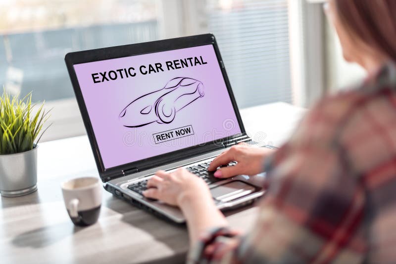 Exotic Car Rental Concept on a Laptop Screen Stock Image - Image of ...