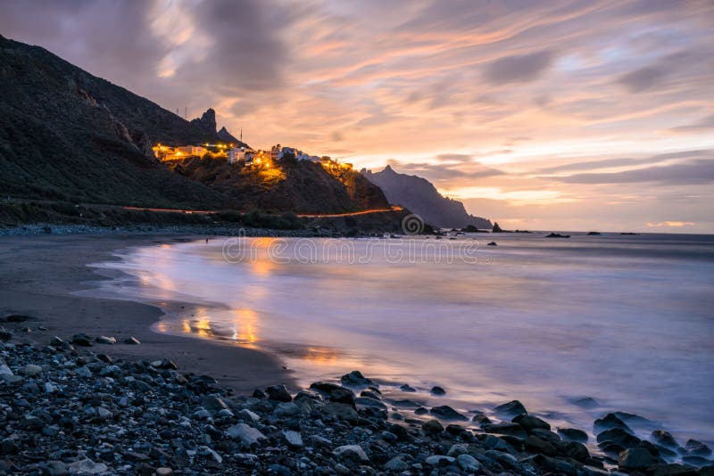 Exotic Coast of Tenerife, Canary Islands in the Evening Stock Photo ...
