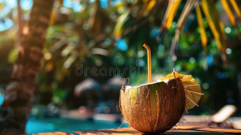 Exotic Cocktail on Tropical Beach Stock Photo - Image of coconut ...