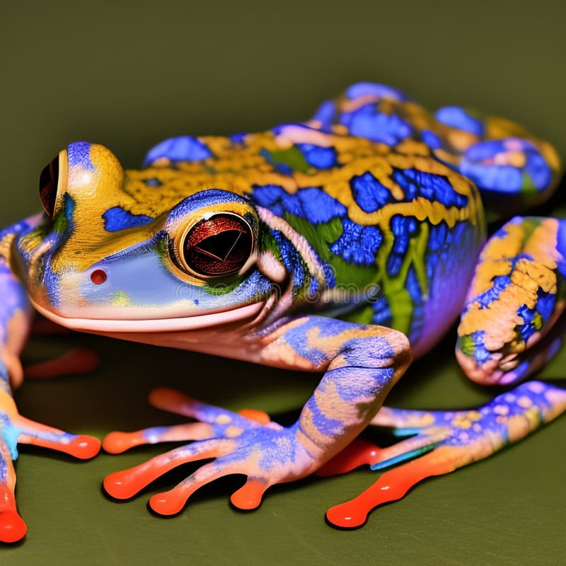 Exotic coloured frog stock illustration. Illustration of green - 291774920