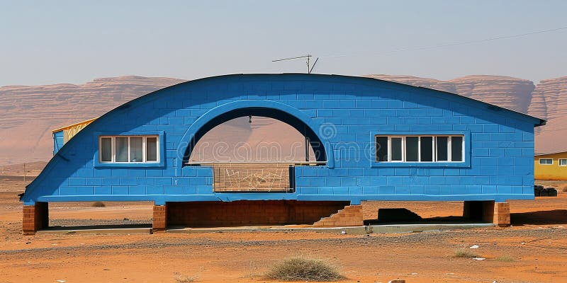 Exotic Desert with Stone Arches and Sand Dunes, on Which Bright Games ...