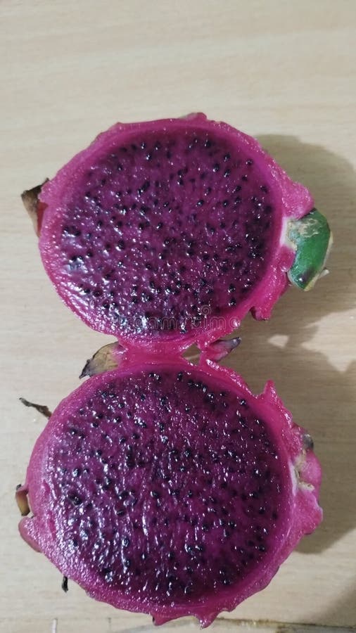 Exotic Dragon Fruit Cut in Two Pieces. Stock Photo - Image of violet ...