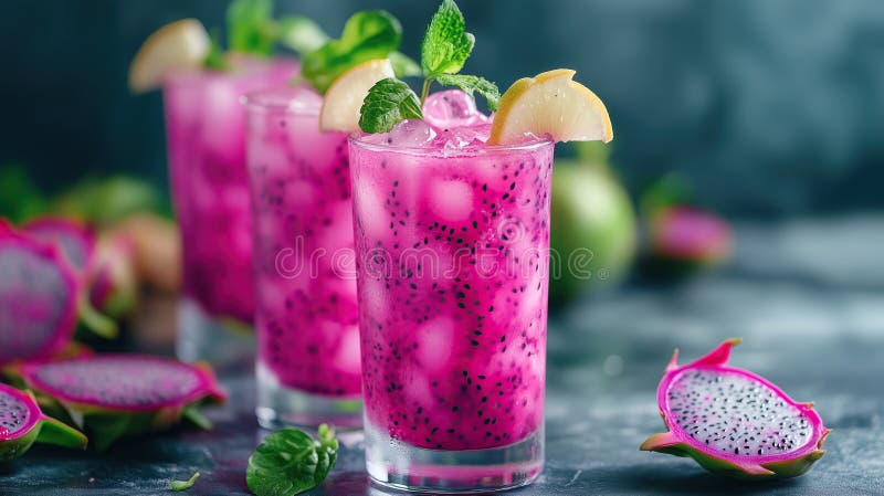 Exotic Dragon Fruit Lemonade in Crystal Glass Stock Photo - Image of ...