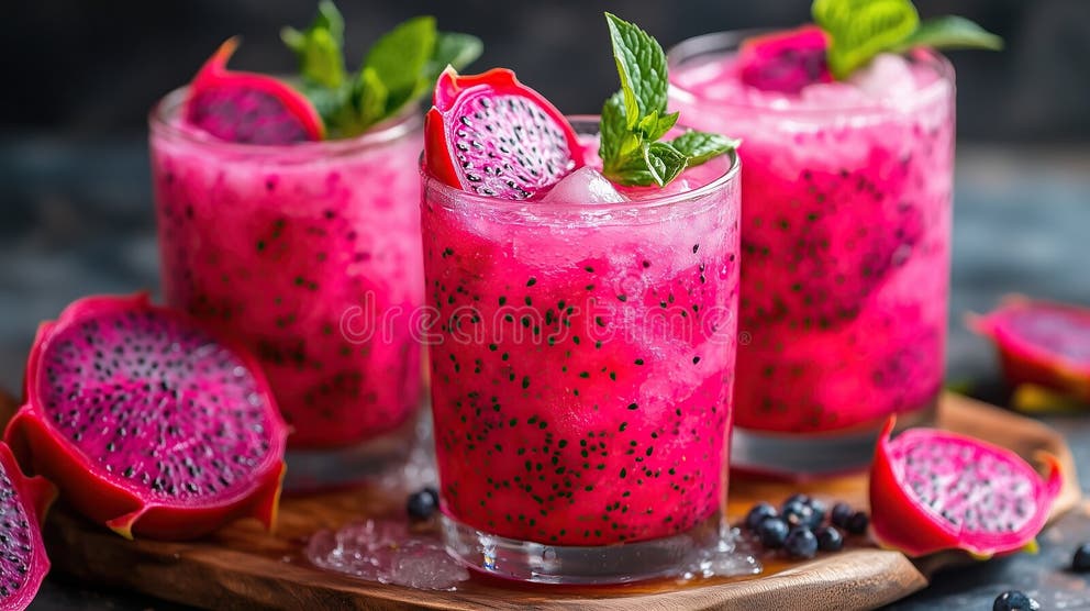 Exotic Dragon Fruit Lemonade in Crystal Glass Stock Image - Image of ...