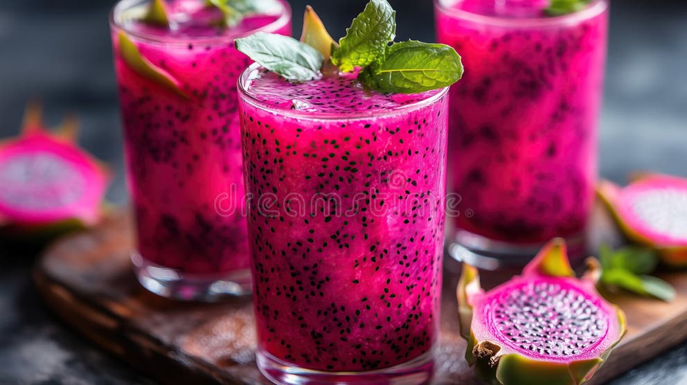 Exotic Dragon Fruit Lemonade in Crystal Glass Stock Photo - Image of ...