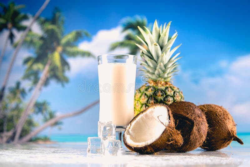 Exotic Drinks with Coconut on a Beach Stock Image - Image of resort ...