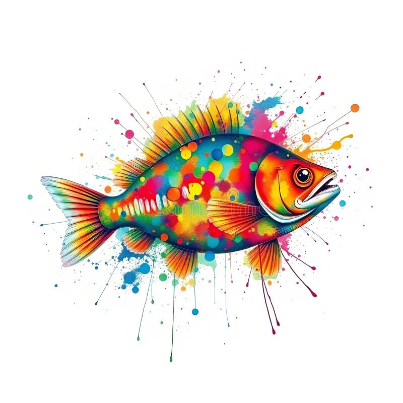 Exotic Fish with Paint Splashes Stock Illustration - Illustration of ...