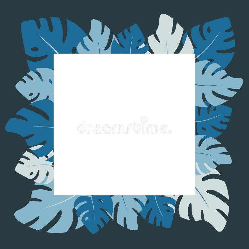 Exotic Flat Vector. Square Blue Tropic Leaves Stock Illustration ...