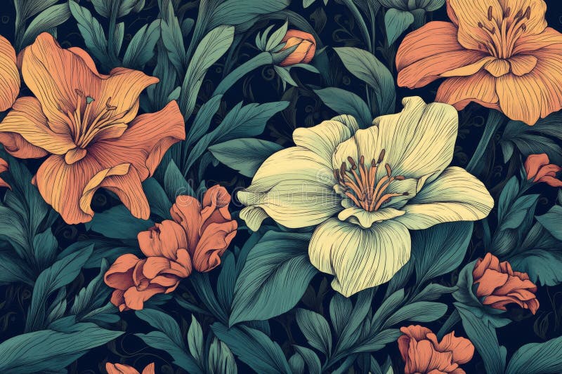 Exotic Floral Pattern Wallpaper with a Seamless, Modern Texture Stock ...