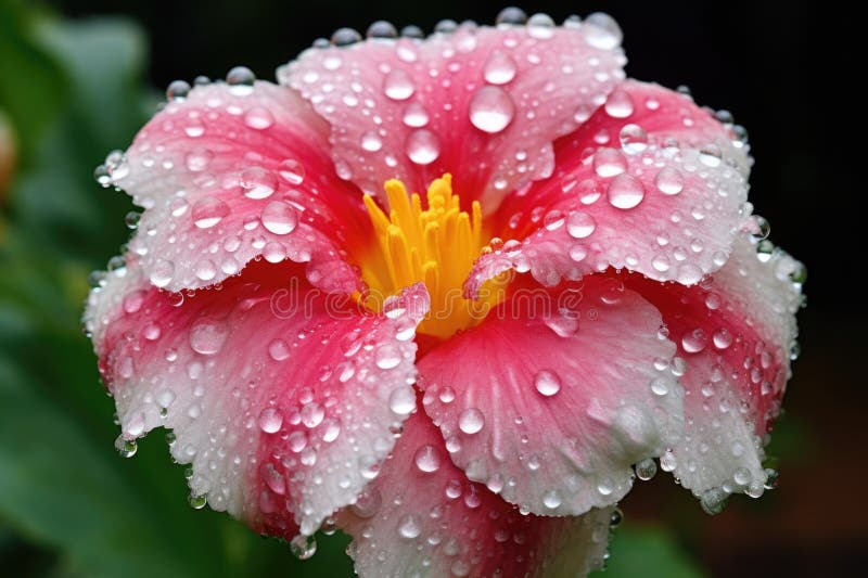 An Exotic Flower Close-up with Dew Drops Stock Photo - Image of ...