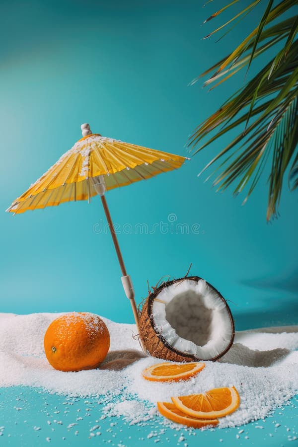 Exotic Fruit Beach Scene stock image. Image of hawaiian - 363094497