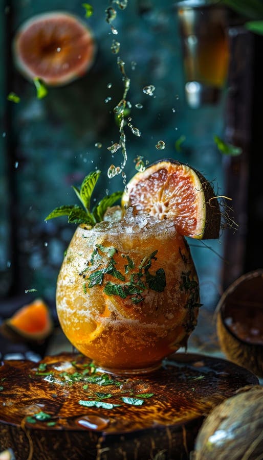 Exotic Fruit Cocktail in a Coconut Shell with Ice for a Refreshing ...