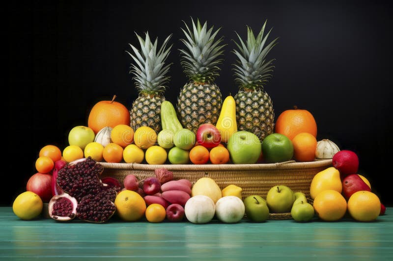 Exotic Fruit Medley Display Stock Illustration - Illustration of ...