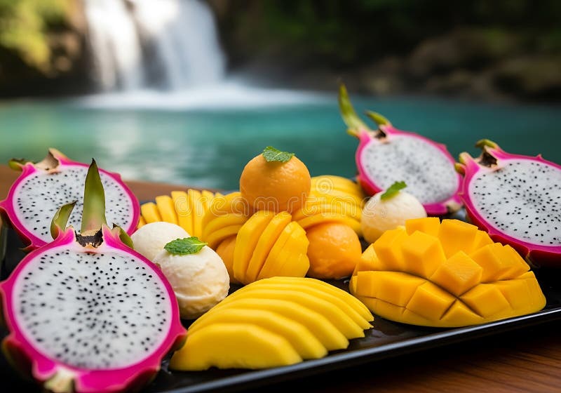 Platter Dragon Fruit Mango Stock Illustrations – 819 Platter Dragon ...