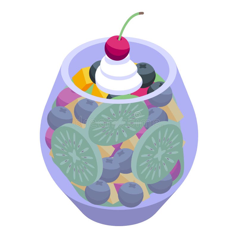 Exotic Fruit Salad Icon, Isometric Style Stock Vector - Illustration of ...