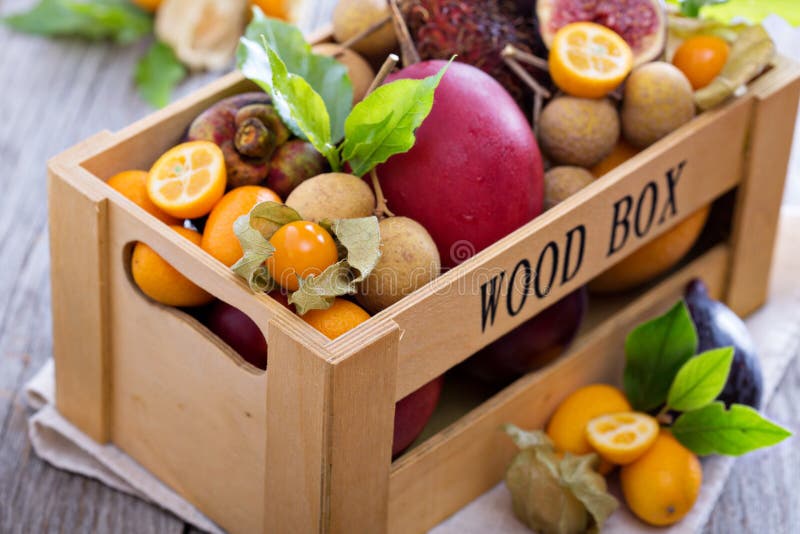 Exotic Fruits in a Wooden Crate Stock Image - Image of plenty, juicy ...