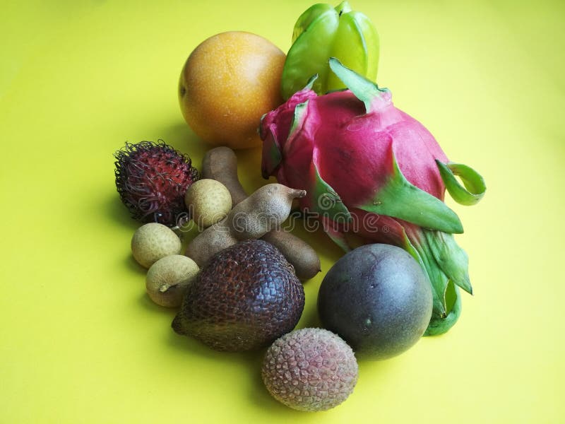 Exotic Fruits, Delicious Ripe Fruits from Different Countries Stock ...