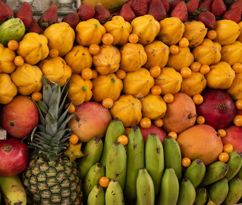 Exotic fruits display stock image. Image of berry, juicy - 152872537