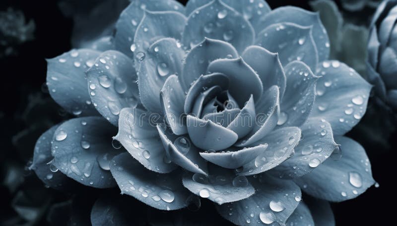 Exotic Gray Flower with Water Drops Nature Scene Generated by AI Stock ...
