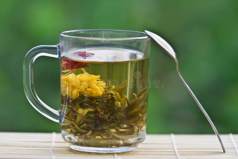 Exotic Green Tea in a Glass Mug Stock Photo - Image of drink, glass ...