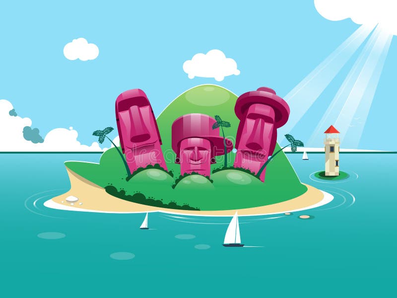 Exotic Island in the Ocean Vector Illustration Stock Vector ...